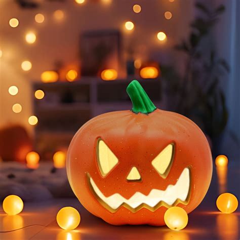 Plastic Creat Pumpkin Lantern Light Up Halloween Pumpkin Battery