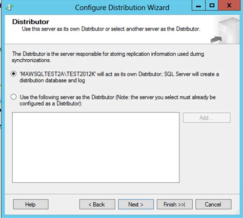 Configure Distribution Database Sqlservercentral