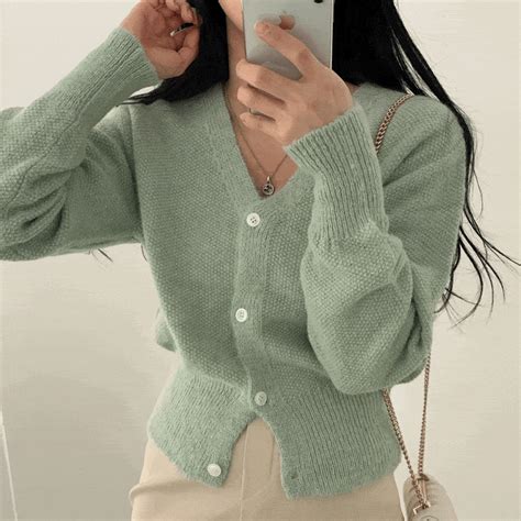 [색감보장] 솜사탕 브이넥 알파카 가디건 4col 에이블리