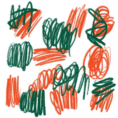 Premium Psd Colored Pencil Style Linear Scribble Graphic Set