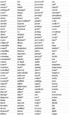 Sexual Sensual Writing Terms