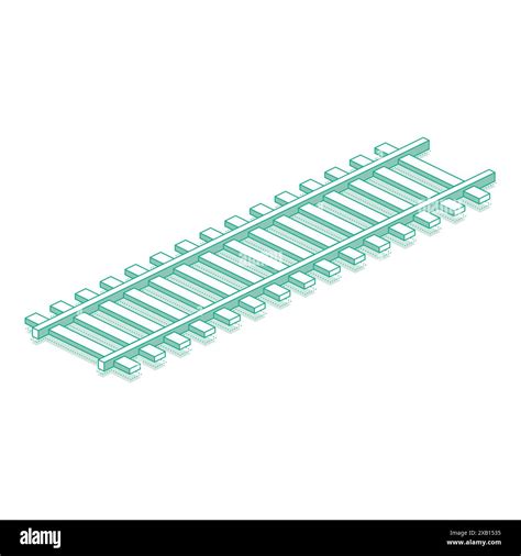 Railway Track Isometric Object Isolated On White Background Vector Illustration Railway Icon