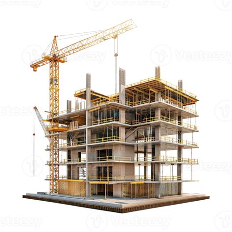 Residential Building Under Construction On Transparent Background PNG