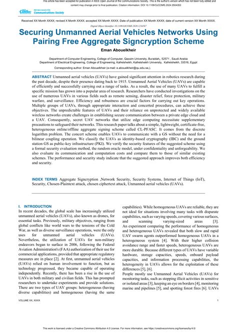 Pdf Securing Unmanned Aerial Vehicles Networks Using Pairing Free