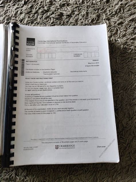 Igcse Maths Paper4andpaper 2 Past Papers 2014 2018 Hobbies And Toys Books And Magazines Textbooks