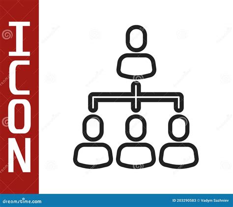 Black Line Business Hierarchy Organogram Chart Infographics Icon Isolated On White Background