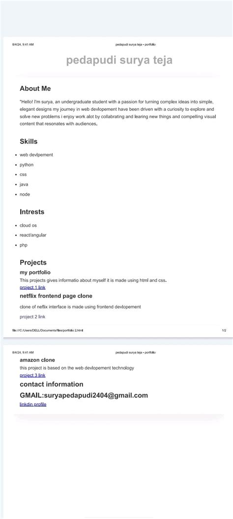 created a file by using html and css code surya pedapudi