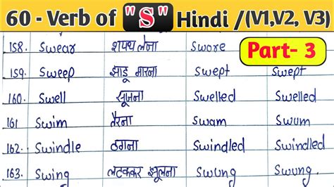 S 50 Verb S Verb With V1v2v3 Form Verb With S Letter S