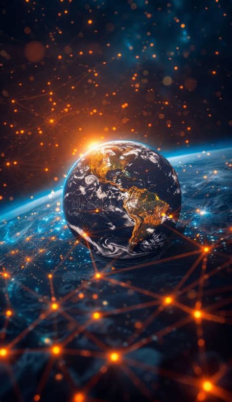 Sleek Digital Globe With Global Network Connections And Futuristic Technology Stock Image