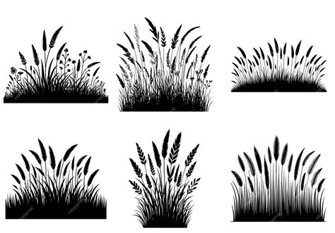 Premium Vector Grass Silhouette Vector Illustration Set