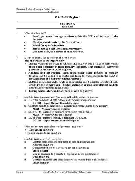 Osca 05 Register Operating Systems Computer Architecture 1 Of 4 Pdf Inputoutput Computer