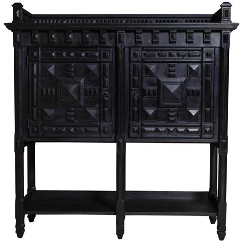 Antwerp Ebonized Oak Cabinet Gothic Home Decor Style