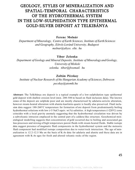 Pdf Geology Styles Of Mineralization And Spatial Temporal