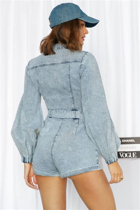 Love On Top Denim Romper Blue Denim Romper Rompers Playsuit