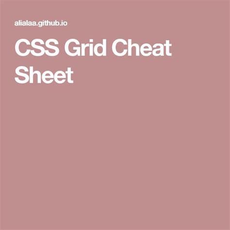 Css Grid Cheat Sheet Css Grid Css Cheat Sheet Cheat Sheets