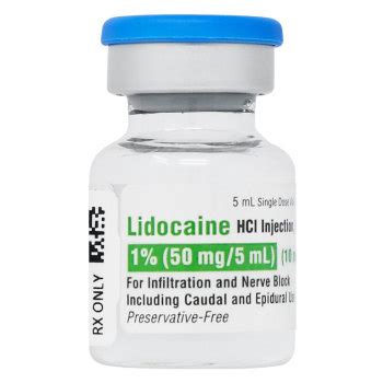 1 Lidocaine Injection 50mg 5ml Single Dose Vial Preservative Free