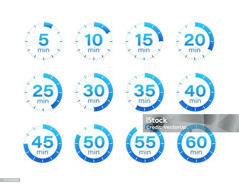 Set Timer Clock Stopwatch Cooking Time 0 To 60 Minutes Stock Illustration Download Image Now