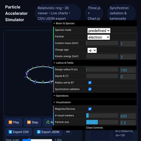 Particle Accelerator Simulator — 3d Viewer Physics Charts