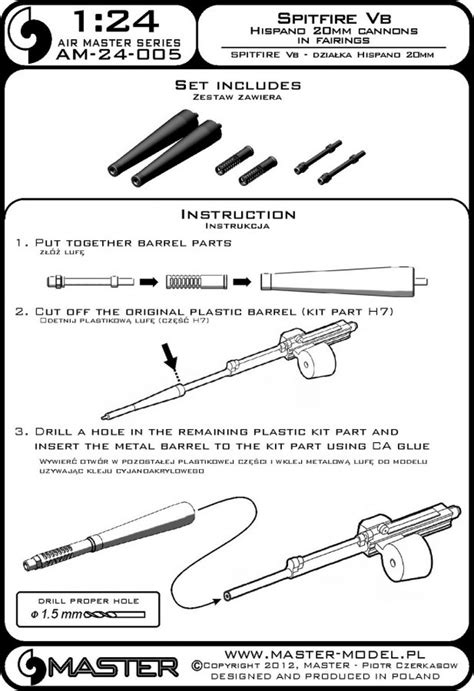 WWII British Supermarine Spitfire B Type Wing Hispano 20mm Cannon Barrel With Fairing HLJ Com