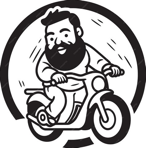 Pedal Paradise Cartoon Man Riding Bike Black Icon Emblem Bike Bliss Cartoon Man On Bike Vector