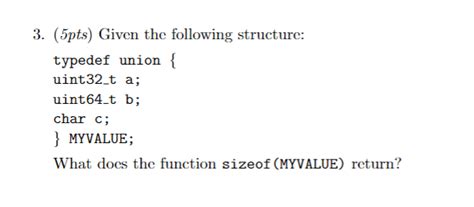 Solved 3 5pts Given The Following Structure Typedef