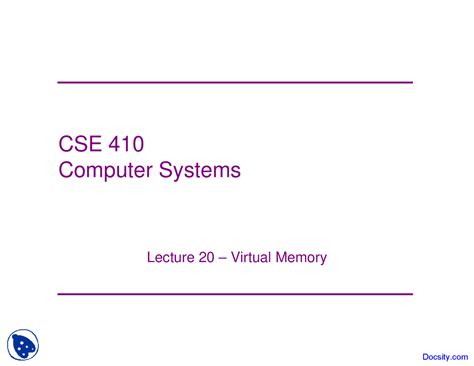 Virtual Memory Computer Systems Lecture Slides Docsity