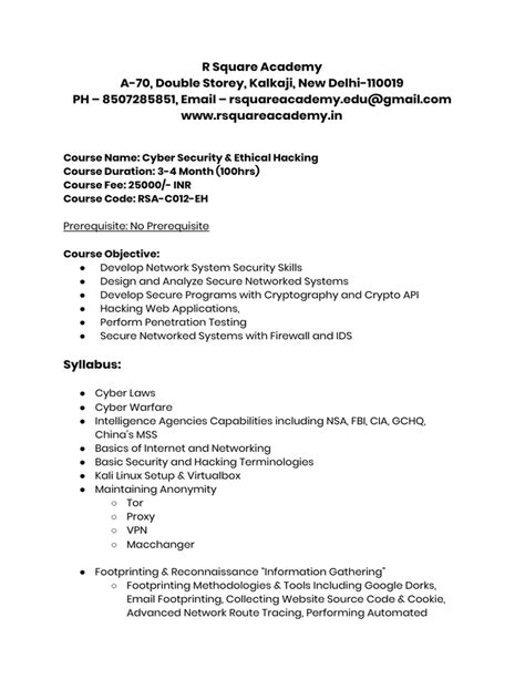 Syllabus Ethical Hacking Pdf