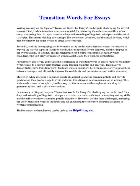 Transition Words For Essays Pdf Qualitative Research Rhetoric