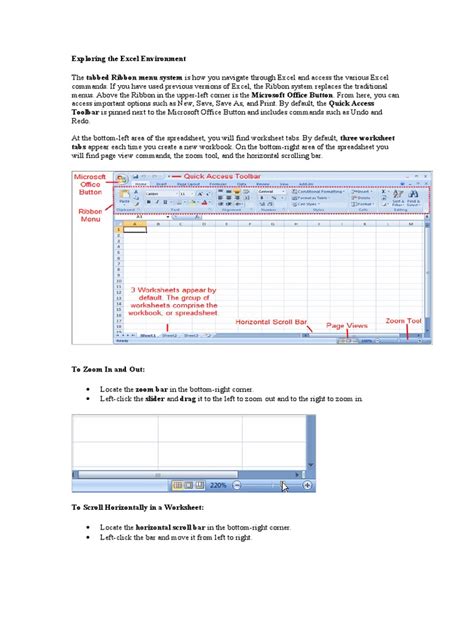 exploring the excel environment pdf microsoft excel spreadsheet