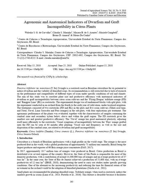 Agronomic And Anatomical Indicators Of D Pdf