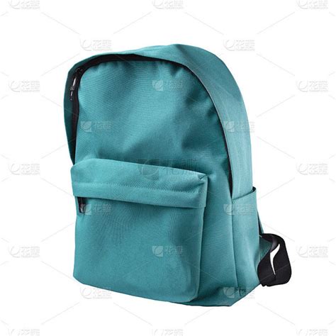 学校的绿色背包孤立在白色
