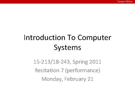 Carnegie Mellon Introduction To Computer Systems 15 21318