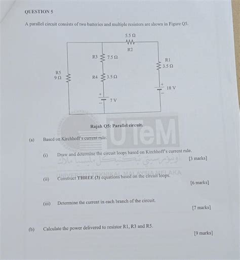 Solved A Parallel Circuit Consists Of Two Batteries And