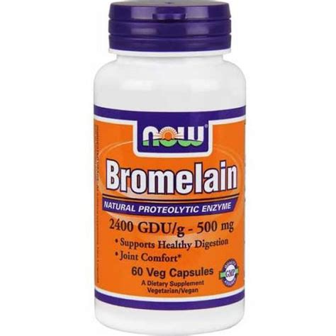 Now Foods Bromelain 500 Mg 2400 Gdu 60 Vegetable Capsules
