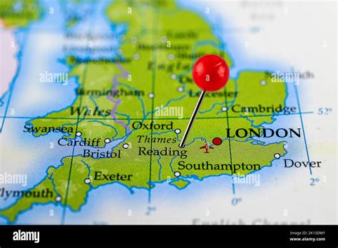 Reading Map Close Up Of Reading Map With Red Pin Map With Red Pin