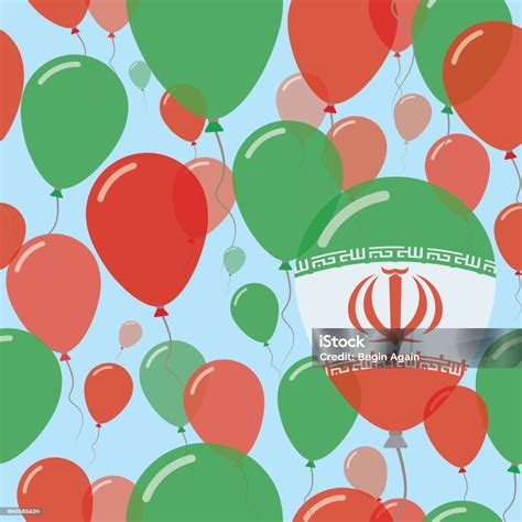 이란 이슬람 공화국의 국립 하루 완벽 한 패턴을 평면 이란 국기의 색상에 비행 축 하 풍선입니다 해피 독립 기념일 플래그와 풍선 배경입니다 건축에 대한 스톡 벡터 아트 및