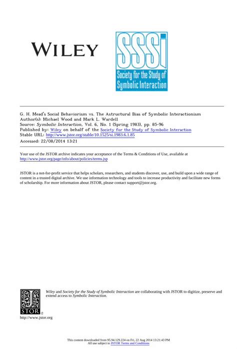 Pdf G H Meads Social Behaviorism Vs The Astructural Bias Of
