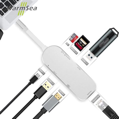 USB Type C Hub Thunderbolt Adapter USB With K HDMI PD Power SD TF Card Reader USB