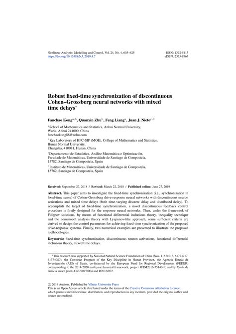 pdf robust fixed time synchronization of discontinuous cohen