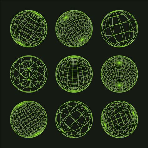 Premium Vector Wireframe Shapes Lined Sphere Perspective Mesh D Grid Low Poly Geometric