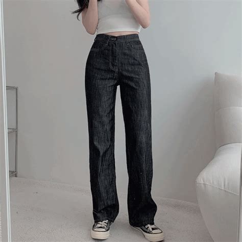여름 후들이염방지 아나 생지 일자 와이드 데님 팬츠 진청 흑청 에이블리