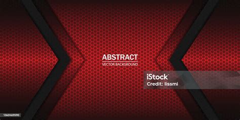 육각형 빨간색 그리드에 기하학적 화살표 모양 어두운 육각형 탄소 섬유 배경에 검은 색과 빨간색 모양 줄무늬와 라인 검은색에 대한