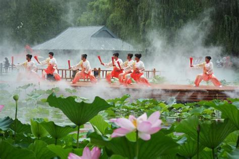 红荷节、红荷情风景图片滕州微山湖红荷湿地旅游度假区