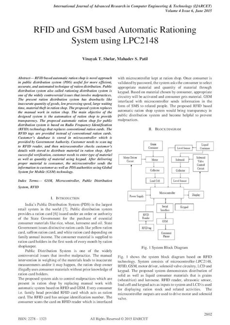 pdf rfid and gsm based automatic rationing system using lpc2148