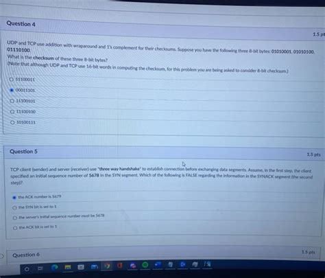 Solved Question 4 15 Pt Udp And Tcp Use Addition With