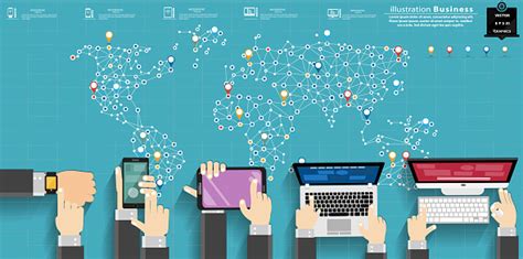 기술 연락처 통신아이디어와 개념은 창의성을 생각합니다 성공을 위해 계획 생각 검색 분석 의사 소통 미래 지향적 인 아이디어 혁신 기술 현대 개념에 대한 스톡 벡터 아트 및