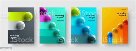 밝은 사실적인 공 회사 브로셔 일러스트 컬렉션 최신 책 표지 벡터 디자인 템플릿 번들 A4 용지에 대한 스톡 벡터 아트 및 기타 이미지 A4 용지 개념 고급 Istock