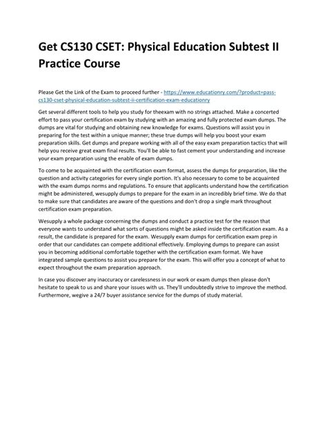 Ppt Cs130 Cset Physical Education Subtest Ii Powerpoint Presentation Id 12180028