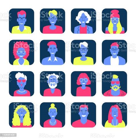 다른 국적과 문화를 가진 사람들의 그룹 사람들 배경 추상적 인 사람들의 군중 어깨 아바타 밝은 사람들 초상화 세트 인물 사진에