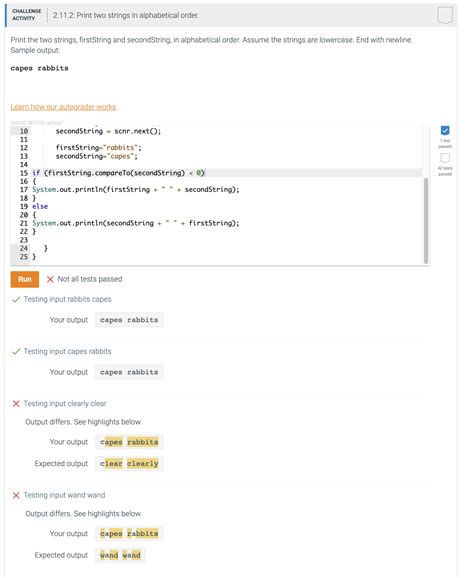 Solved 2112 Print Two Strings In Alphabetical Orderprint